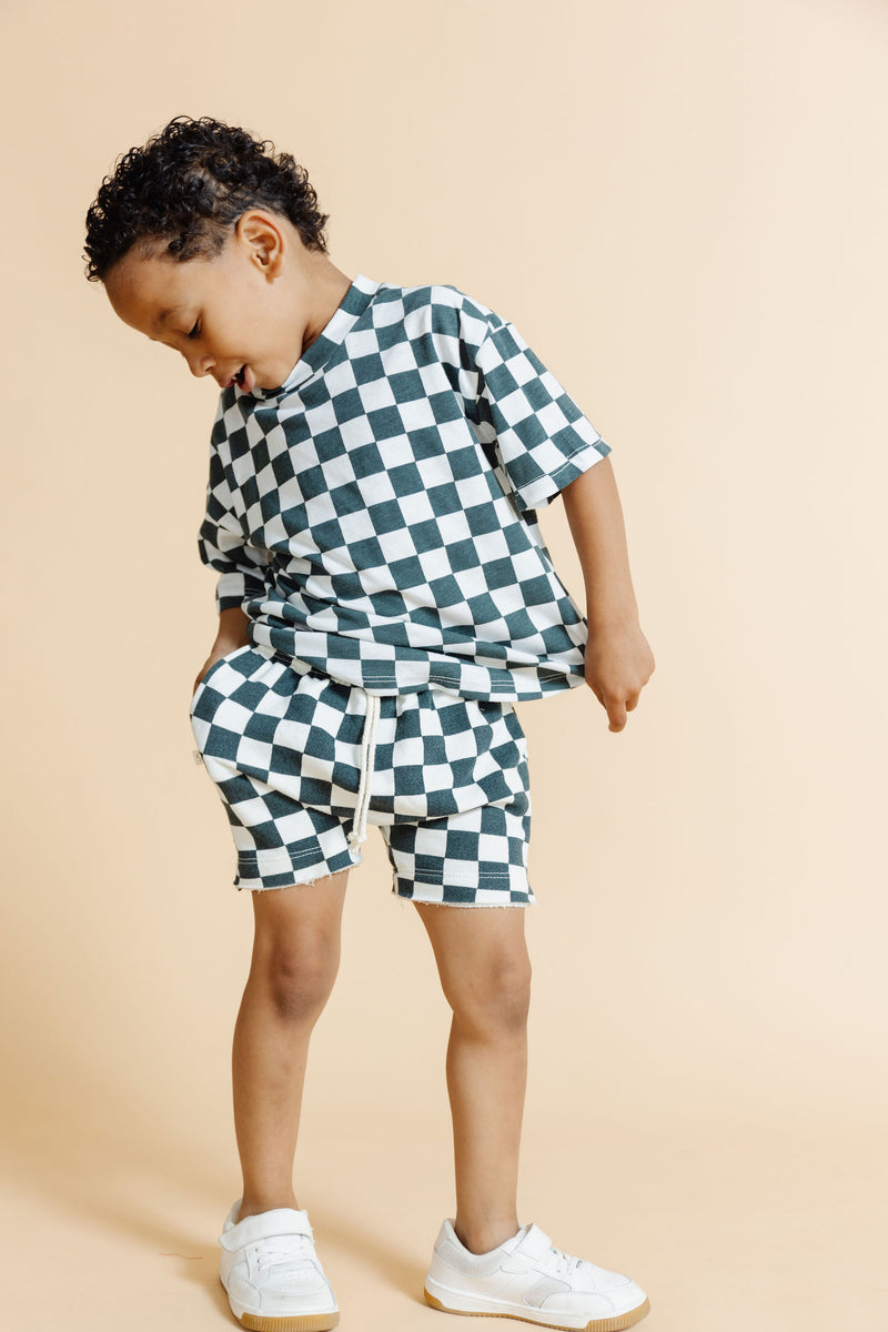 boy shorts - jade checkerboard – Childhoods Clothing