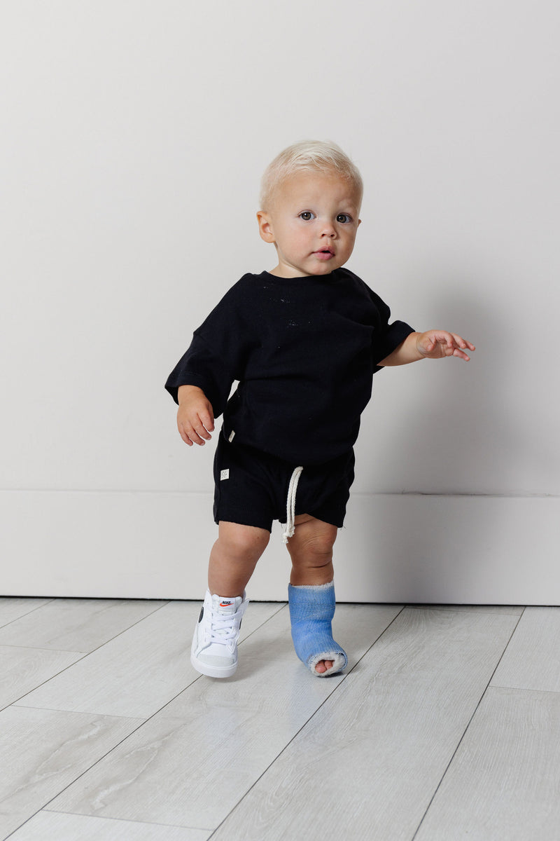 rib knit boy short set - black – Childhoods Clothing