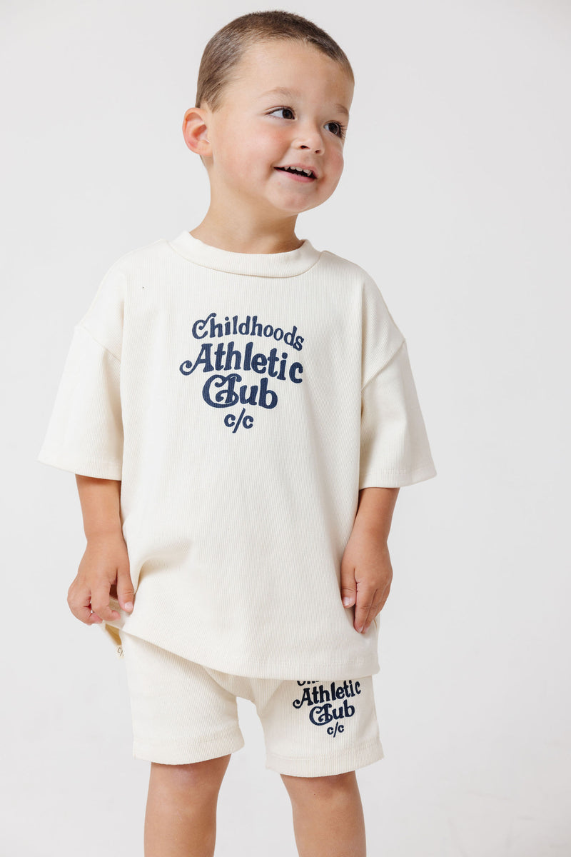 rib knit boy short set - cc athletic club on natural – Childhoods Clothing