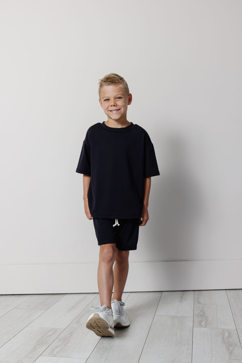 rib knit boy short set - black – Childhoods Clothing