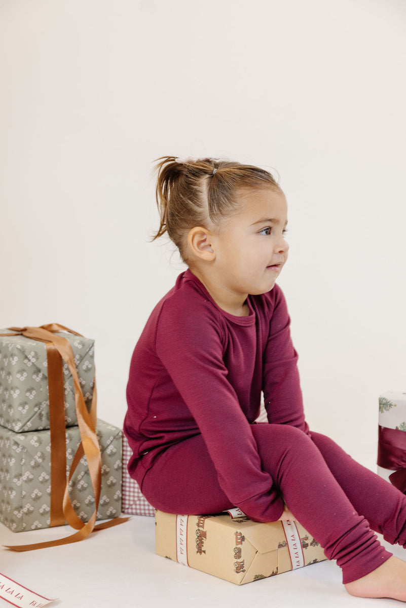 rib knit long sleeve tee - cranberry – Childhoods Clothing