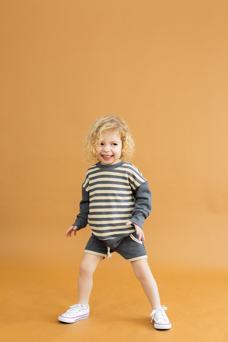 french terry retro short CO - iron gray – Childhoods Clothing